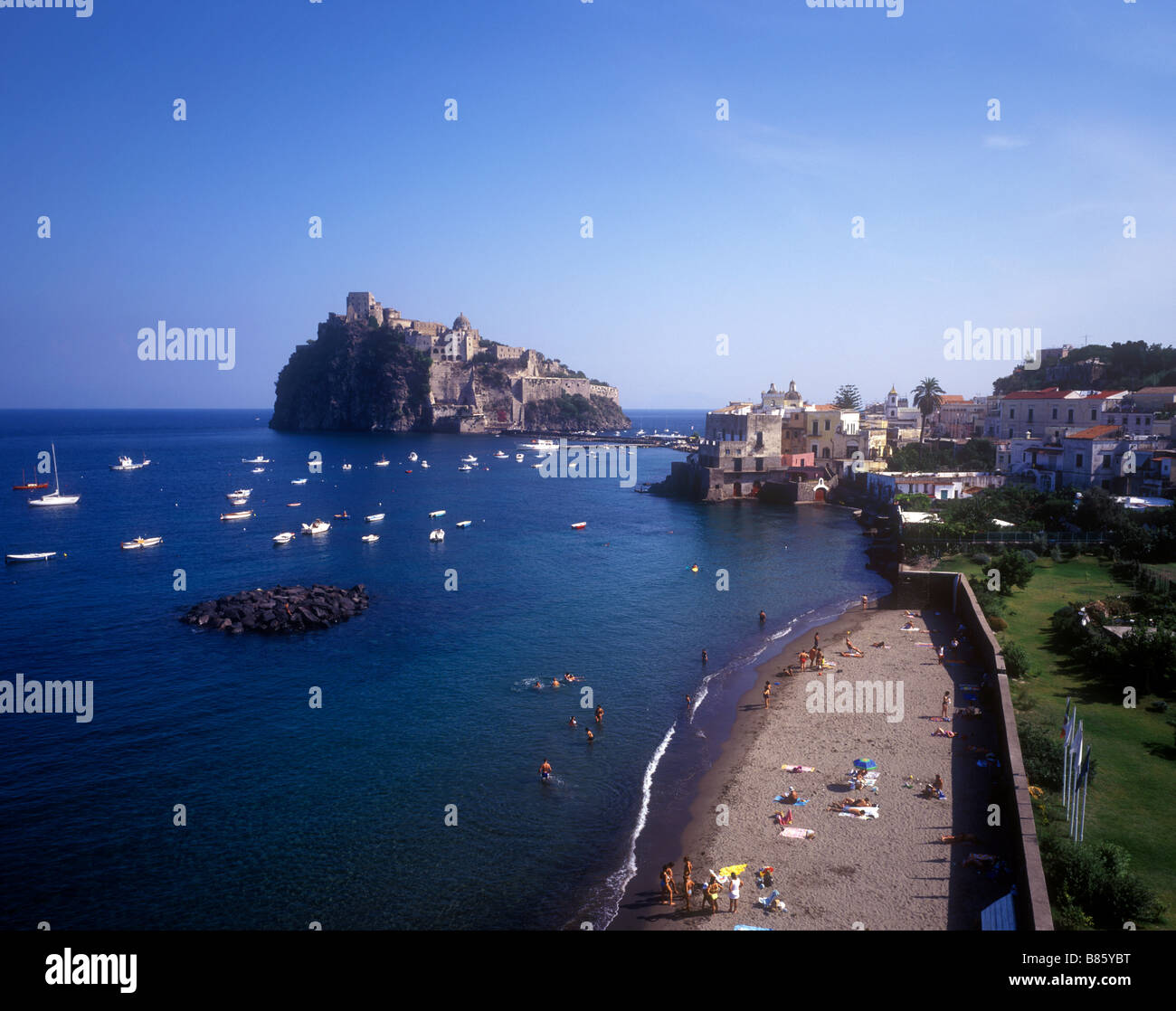 Ischia castle people beach hi-res stock photography and images - Alamy
