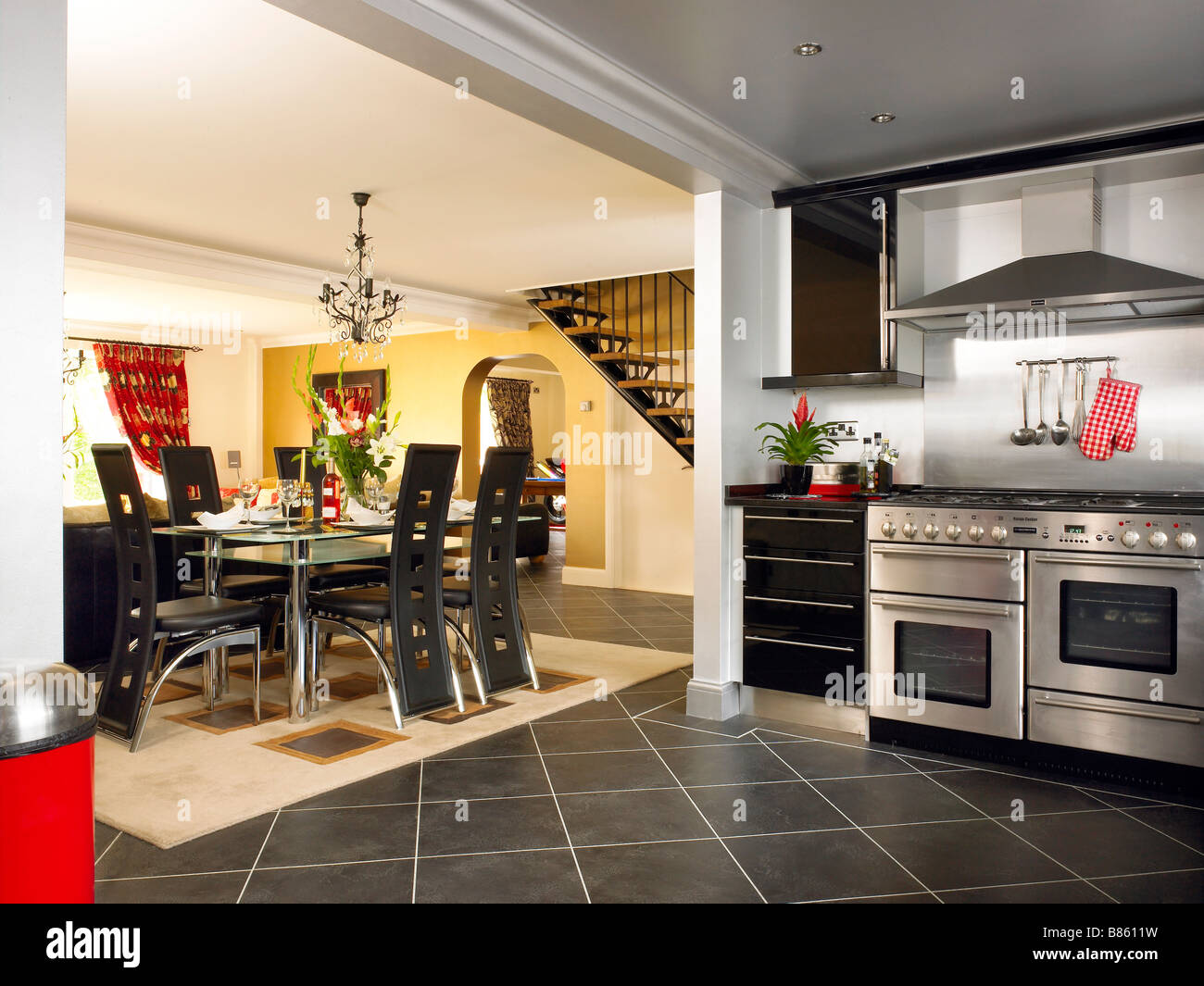 A modern kitchen/dining area Stock Photo - Alamy