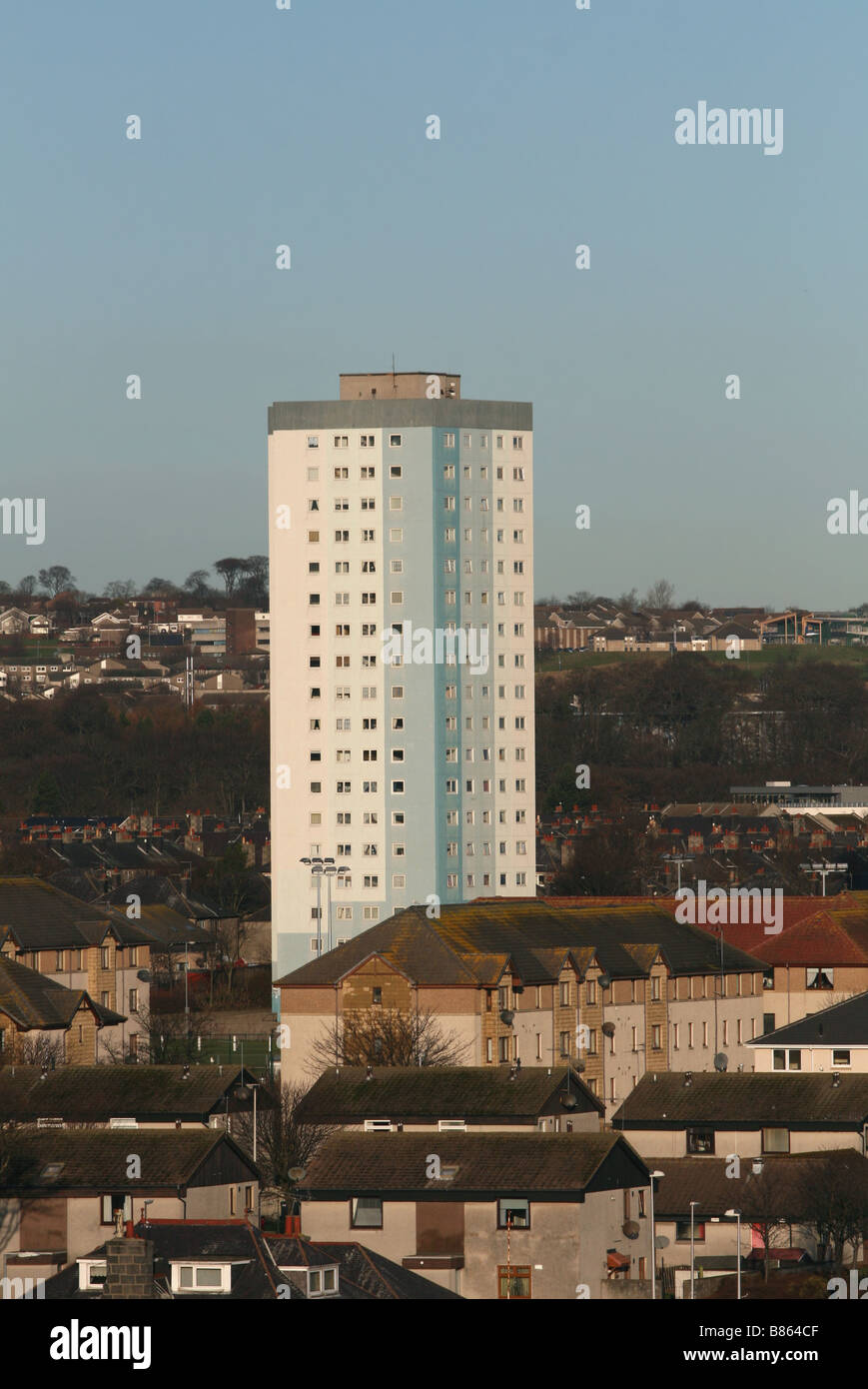 council housing residential tower block in Aberdeen, Scotland January ...