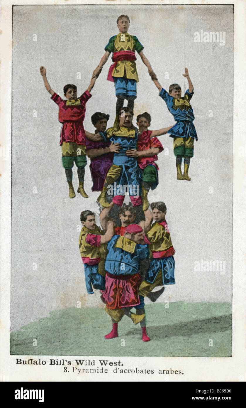 Pyramid of arab acrobats postcard from series of 12 hi-res stock ...
