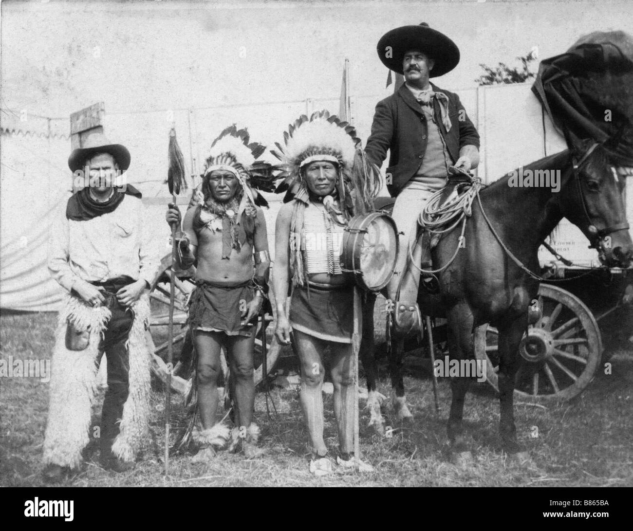 Buffalo Bill's Wild West. Cow boy, Redskins, Mexican chief and lasso ...