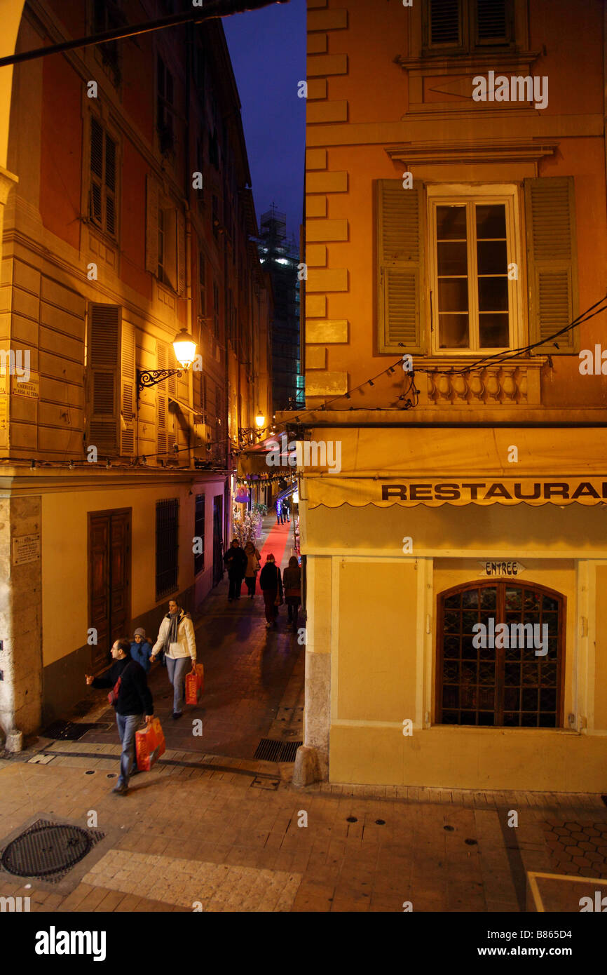street scene at night, Old Town Nice, France Stock Photo - Alamy