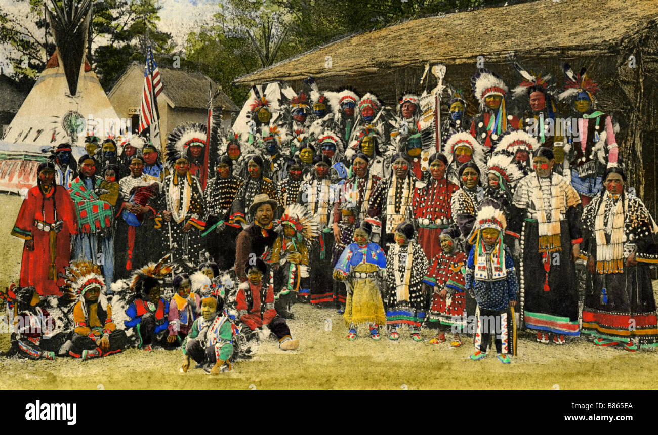 Ogallalas Sioux group at the Red Indian village in the Zoological ...