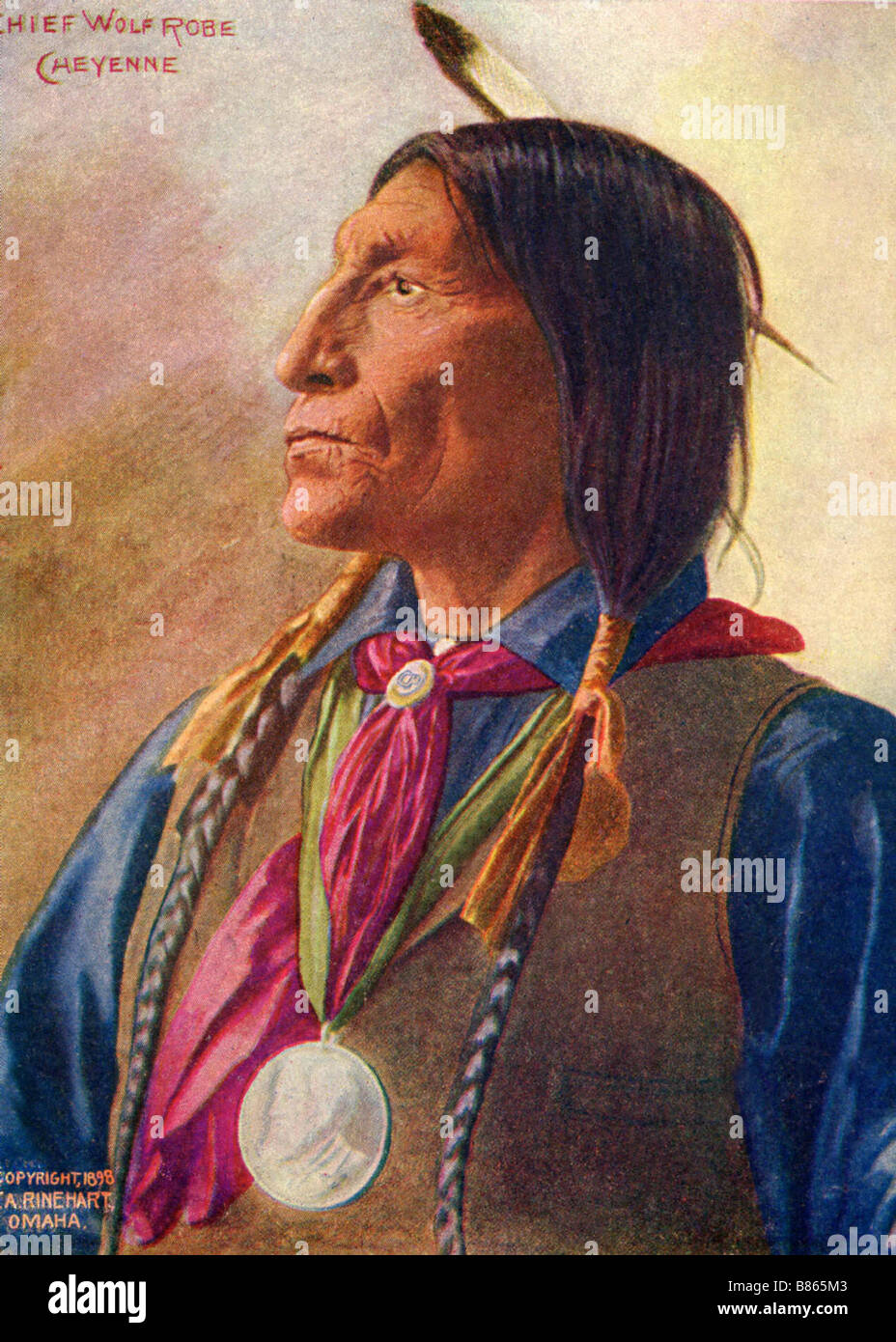 Postcard representing Cheyenne Indian chief "Wolf Robe Stock Photo - Alamy