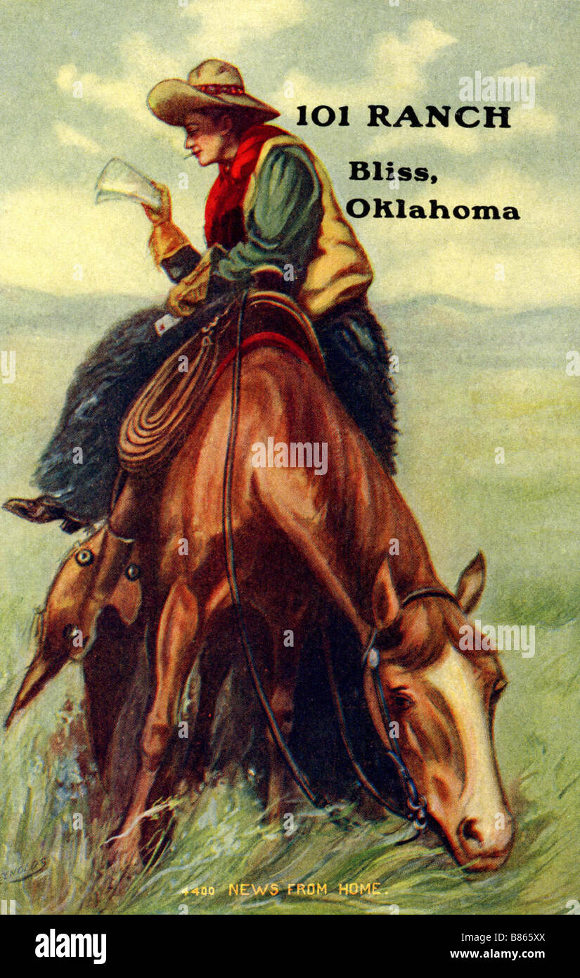 Postcard, posted on October, 4 1909, representing a rider from Ranch ...