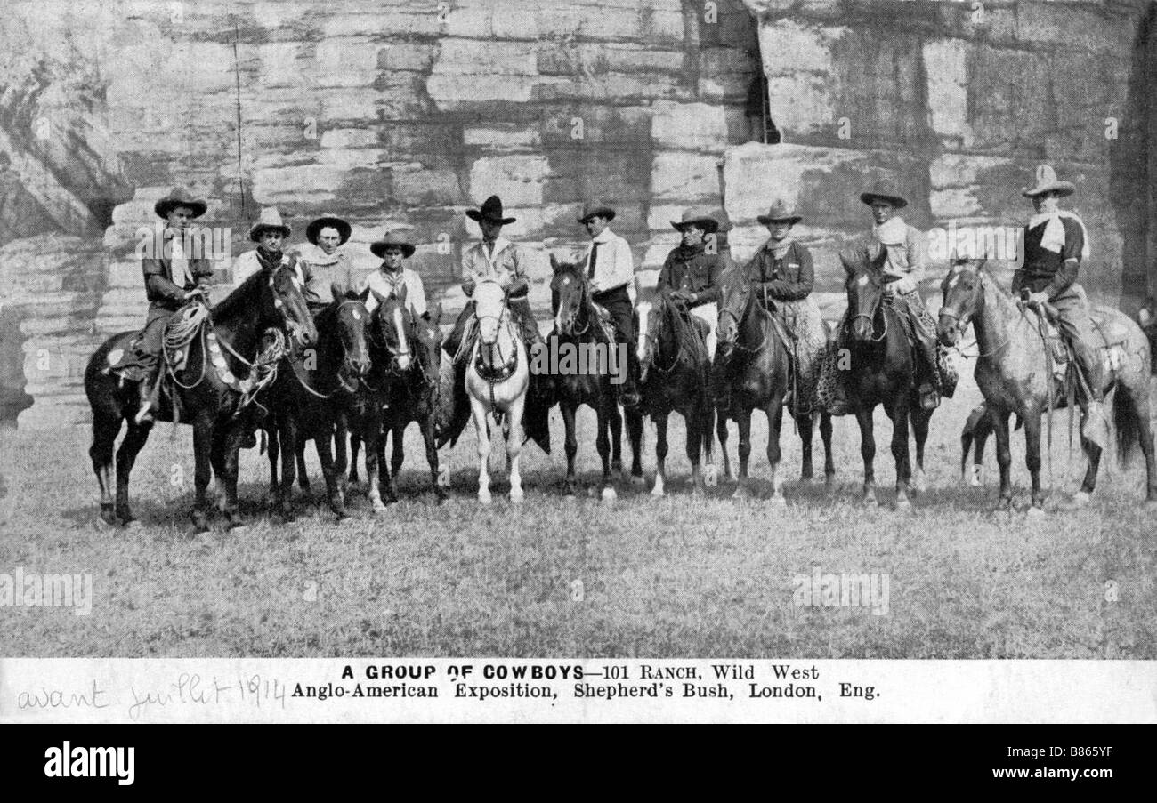A group of cow-boys from Ranch 101, created by George W. Miller in 1892 ...