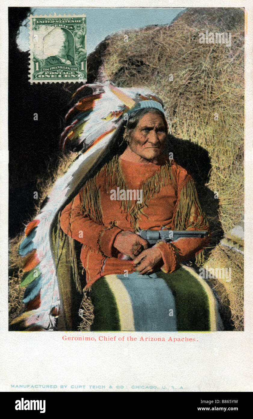 Photo card representing Géronimo (1829-1909), chief ot the Chiricahuas ...