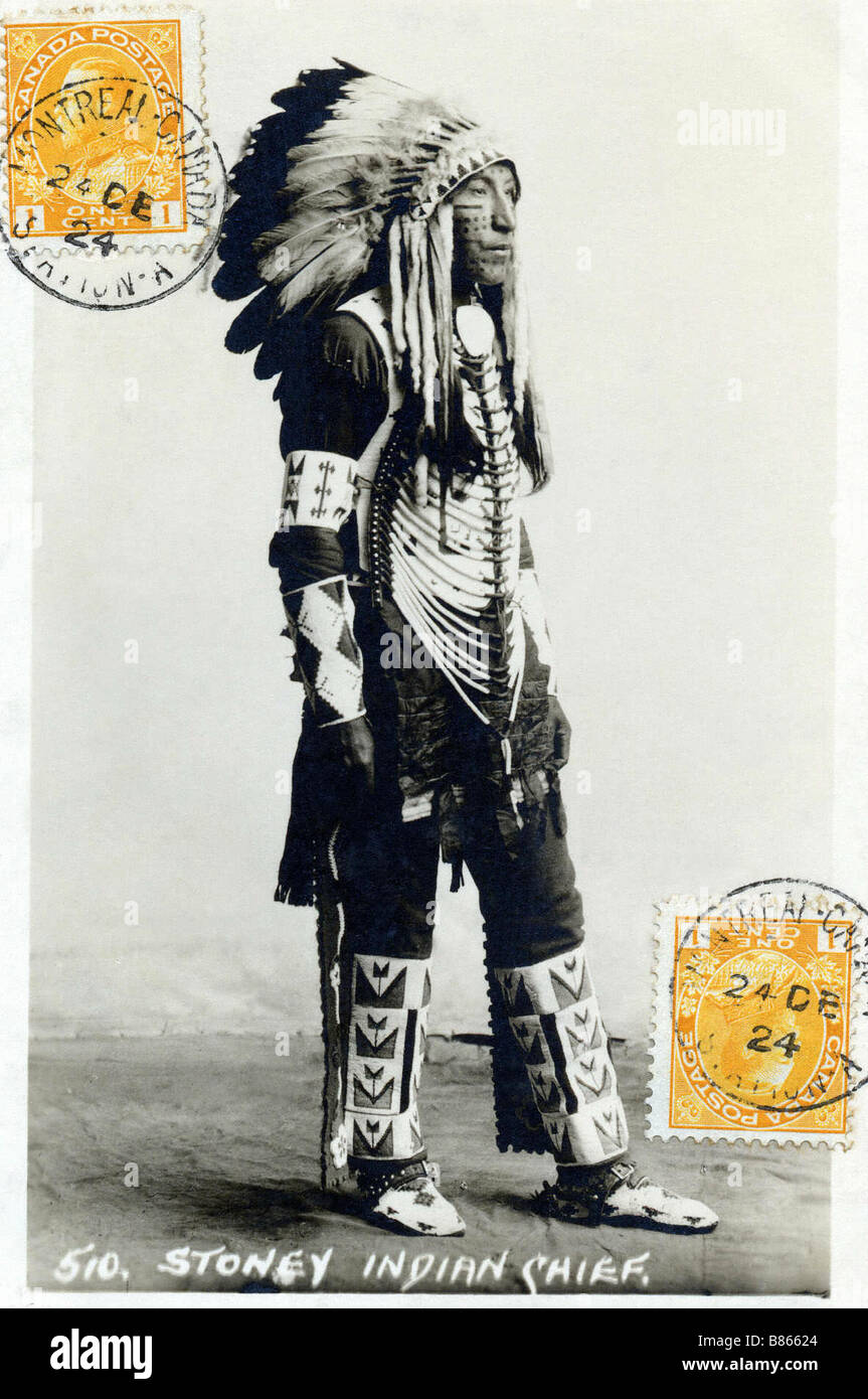 Postcard representing a Stoney Indian chief (Indian from Canada Stock ...