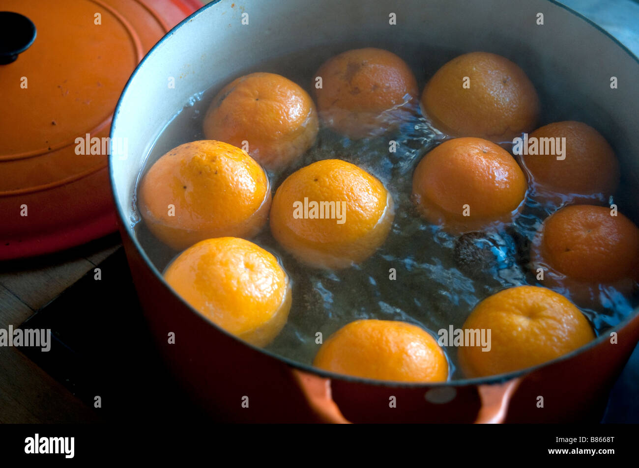 Seville Oranges boiling for marmalade Stock Photo - Alamy