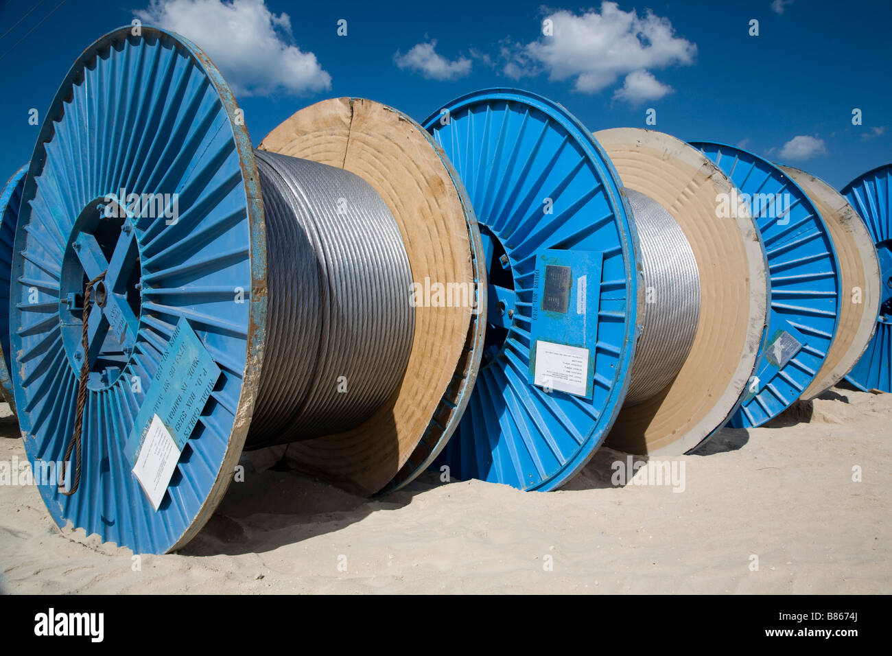 power transmission lines electricity cable spool Stock Photo - Alamy
