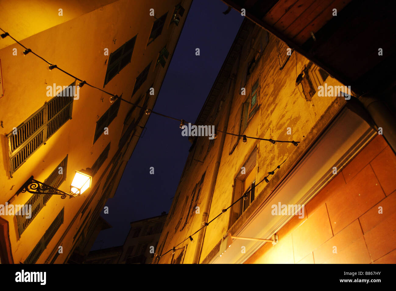 street scene at night, Old Town Nice, France Stock Photo - Alamy