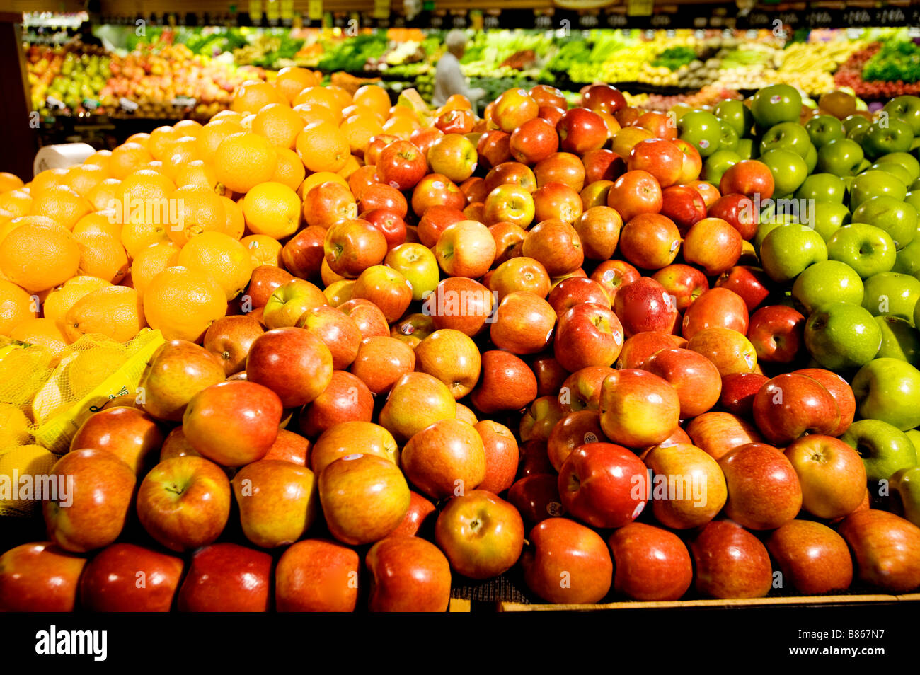 Fruit is displayed in the produce section of a supermarket Stock Photo ...