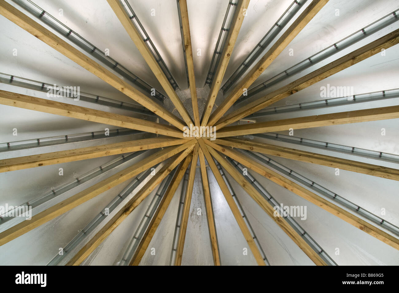 A timber roof structure, showing all the rafters Stock Photo - Alamy