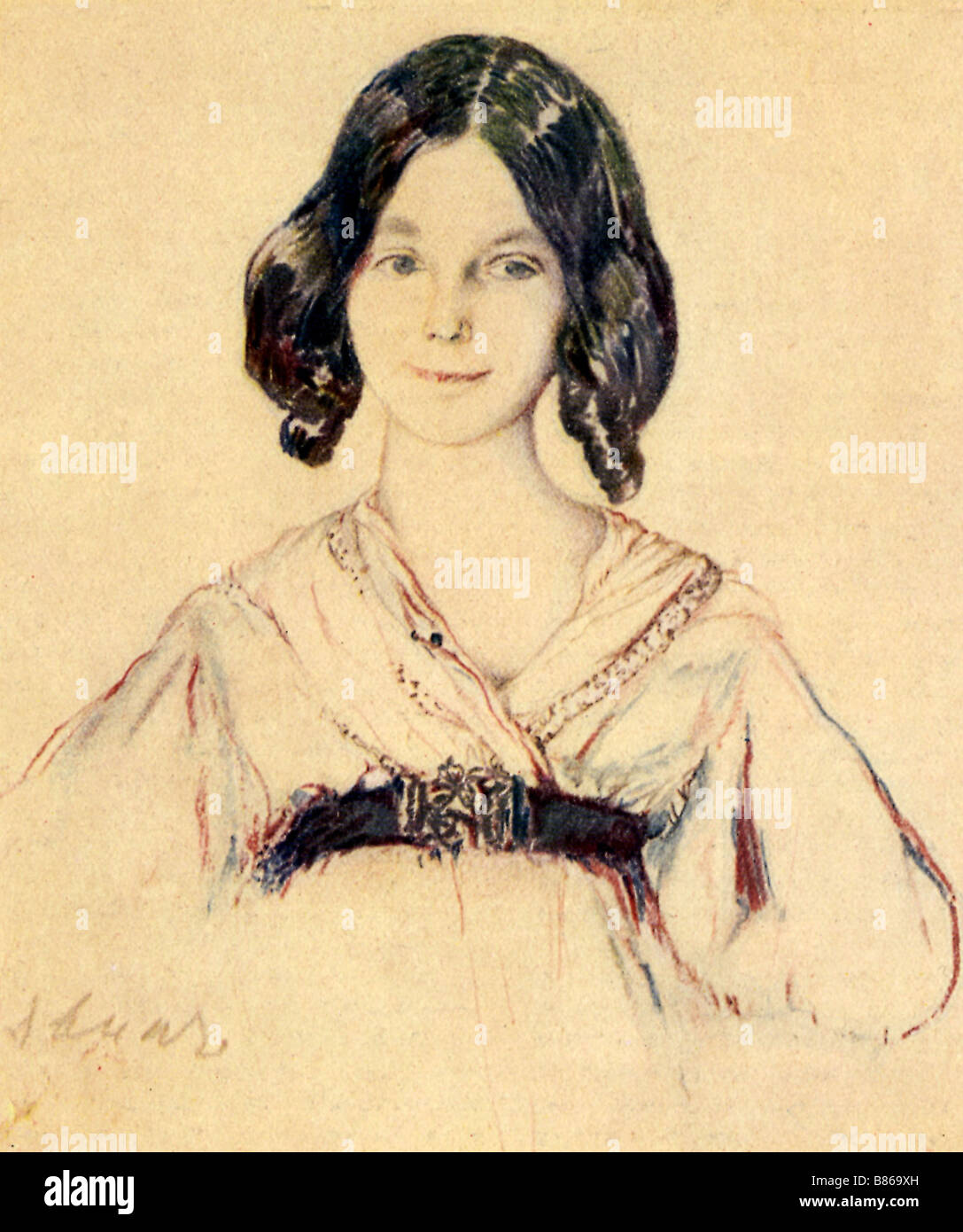 Malavin, Drawing of a young girl Stock Photo - Alamy