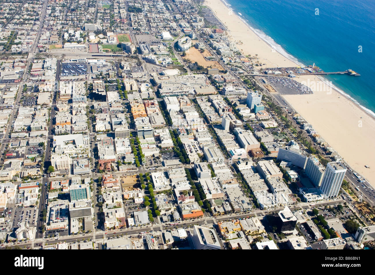 Santa Monica Bay and pier aerial view Stock Photo - Alamy
