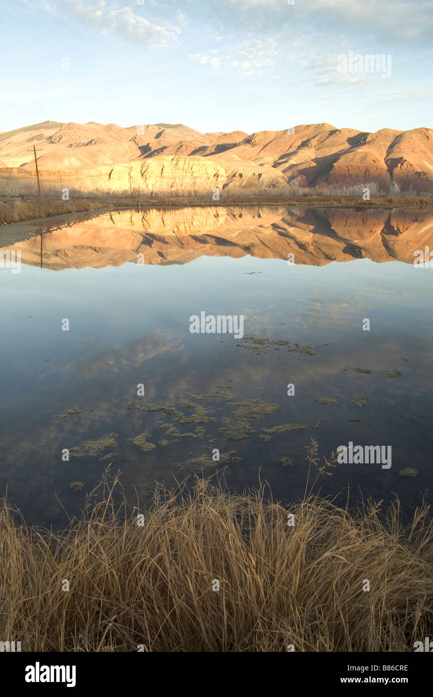 Lake and Mountain Reflection Red Rock Blue Sky Challis Idaho North ...