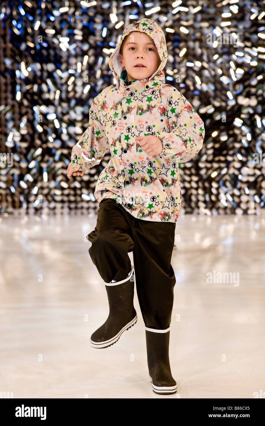 Young boy model on the catwalk at Copenhagen International Fashion Fair ...