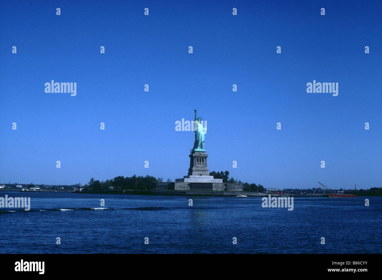 View of Liberty Island and the Statue of Liberty Stock Photo - Alamy