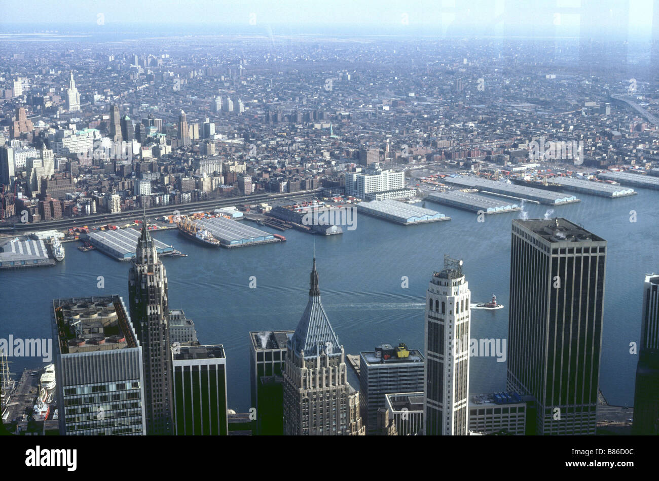Aerial view of the East River Stock Photo - Alamy