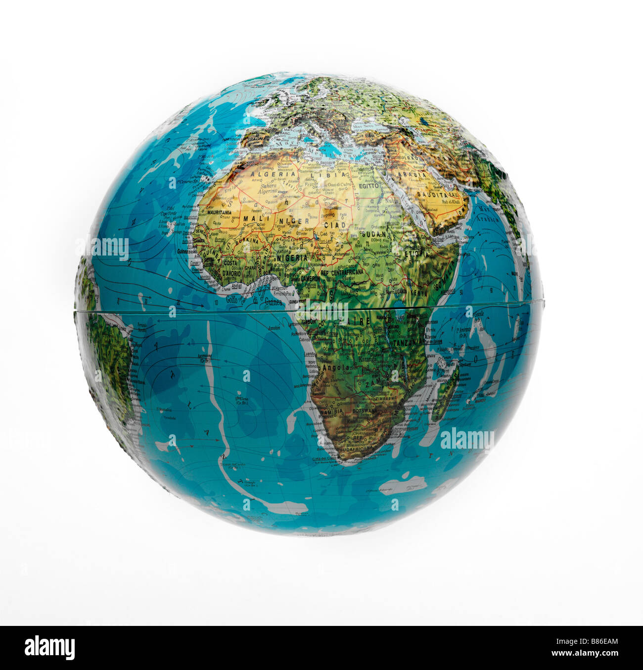 globe isolated on white background with africa Stock Photo - Alamy