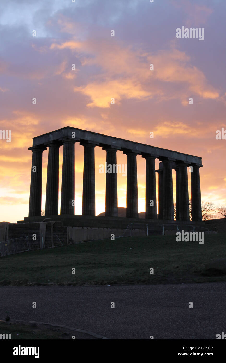 National Monument Calton Hill at Dawn Edinburgh Scotland January 2009 ...