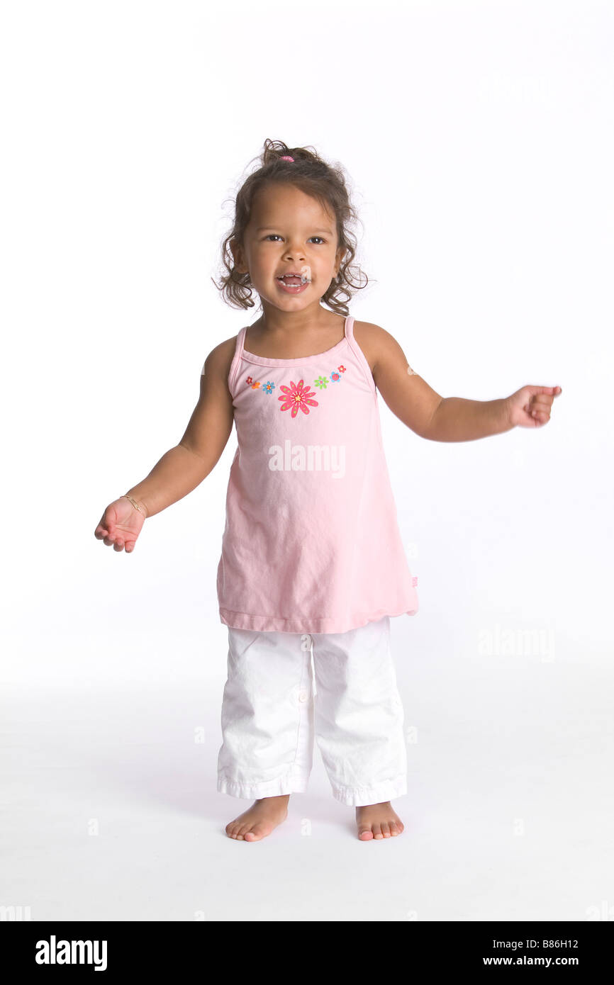 Little girl is singing and acting Stock Photo - Alamy