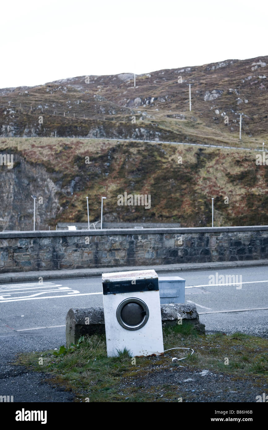 Old washing machine dumped by the side of a road in Tarbert, Harris ...