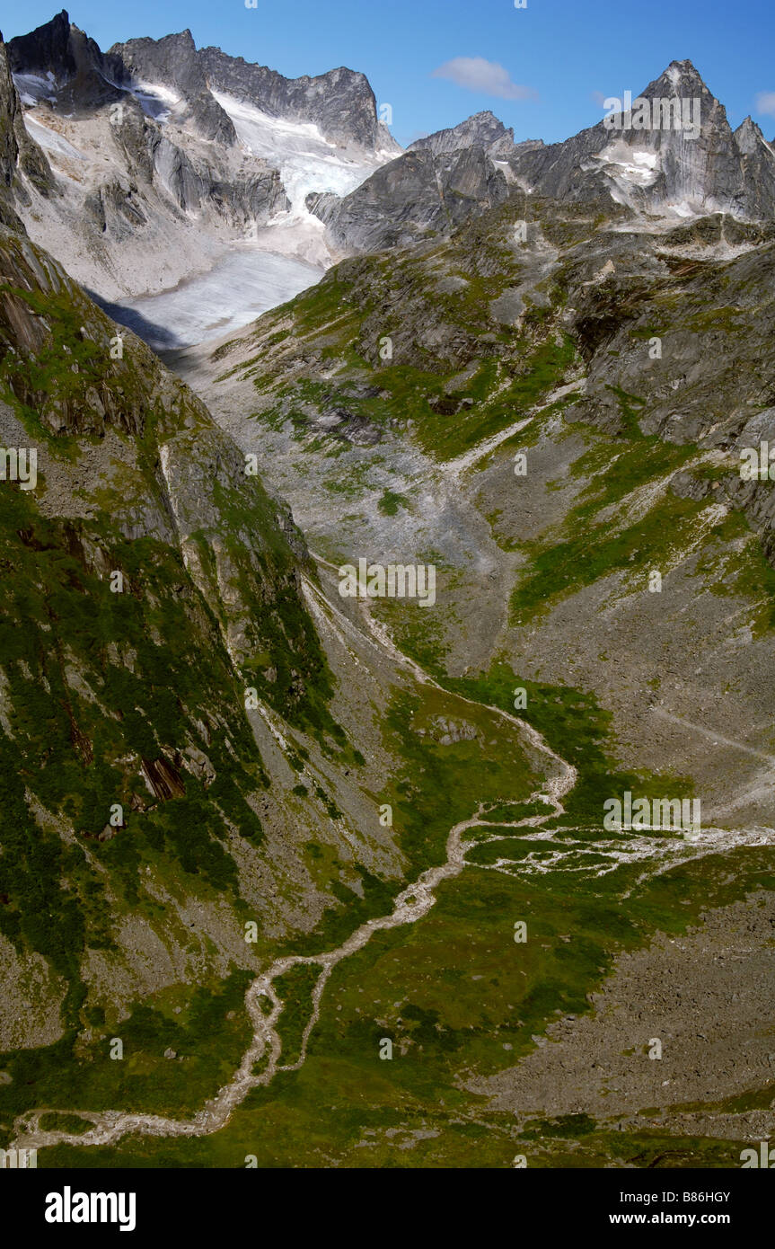 aerial view mountain stream glacier Denali National Park Alaska Stock ...