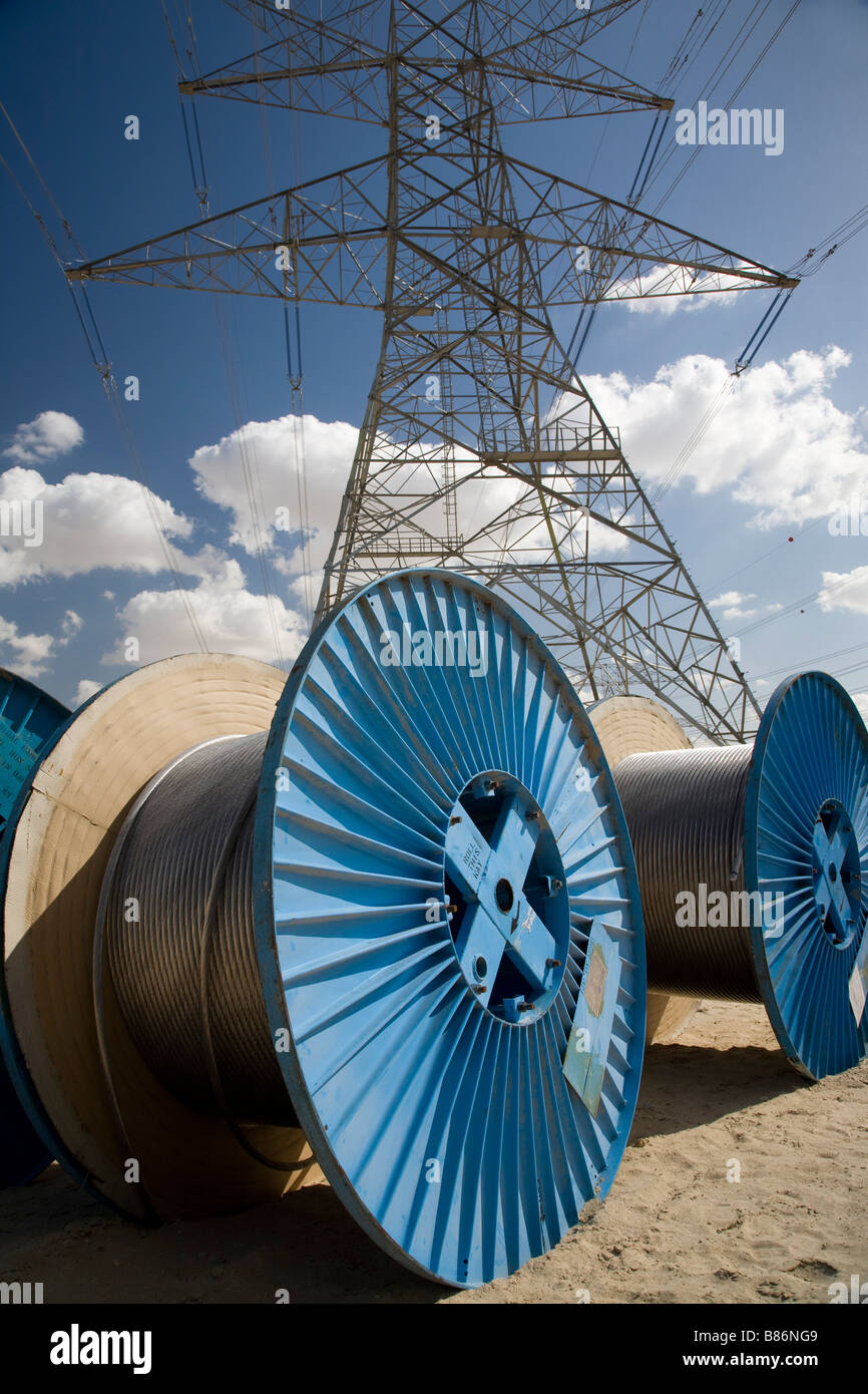 power transmission lines electricity cable spool Stock Photo - Alamy
