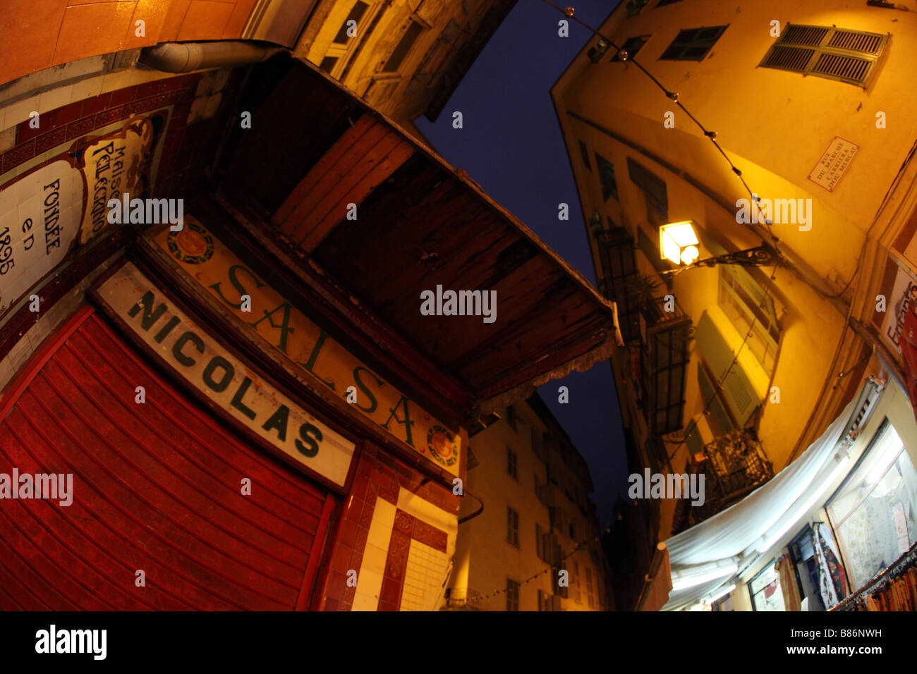 street scene at night, Old town Nice Stock Photo - Alamy
