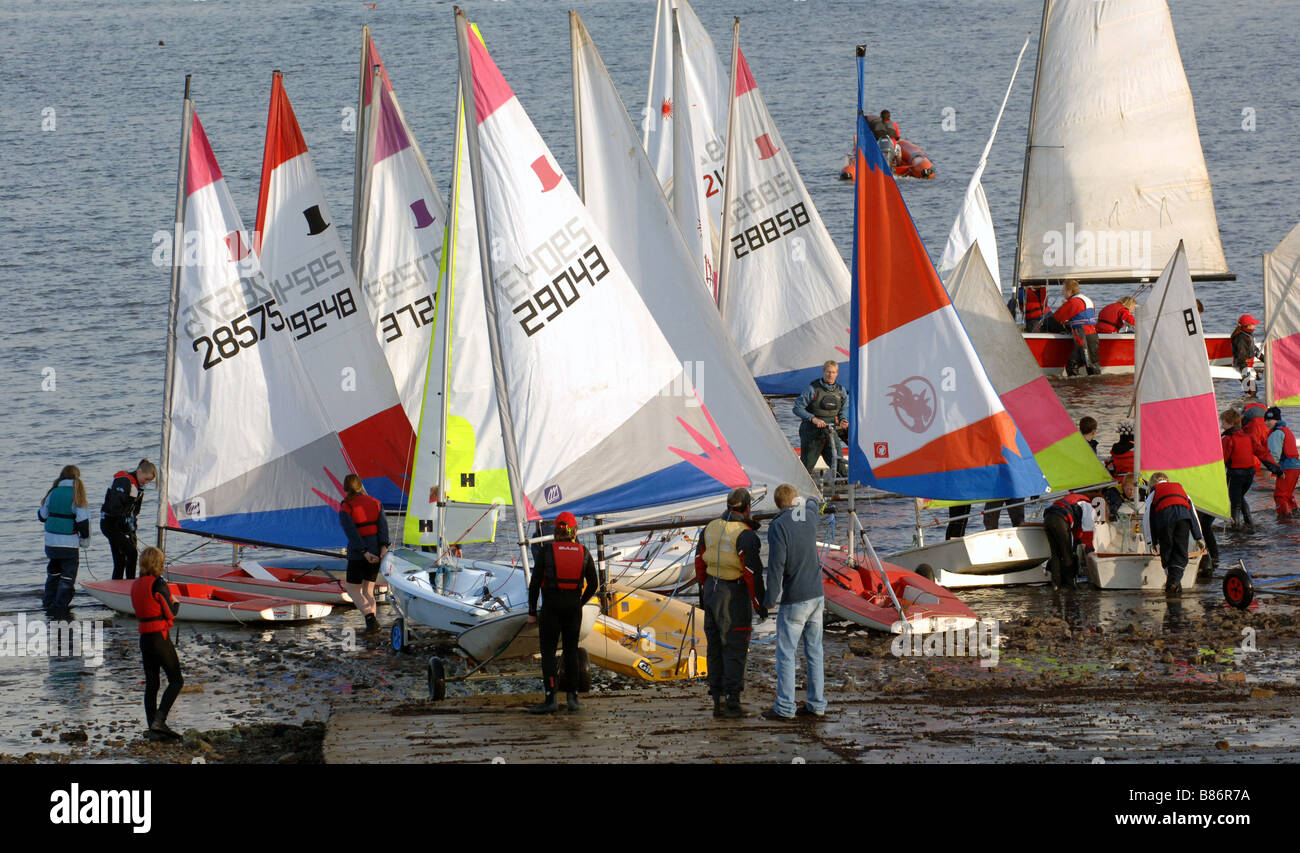 Sailboat and Dinghy training Stock Photo - Alamy