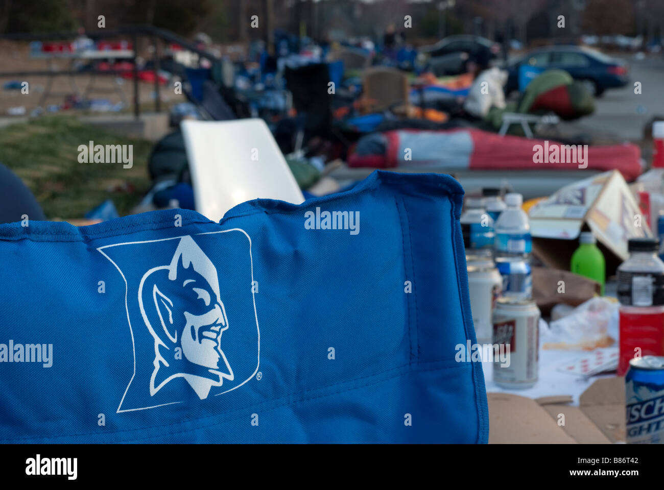 Students of Duke University camp out in front of Cameron Indoor Stadium ...