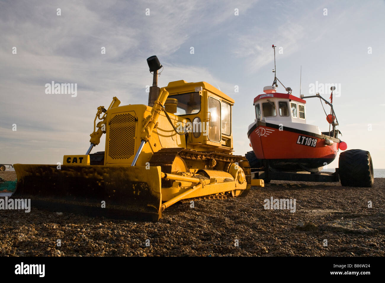 Fishing boat tractor on beach hi-res stock photography and images - Alamy