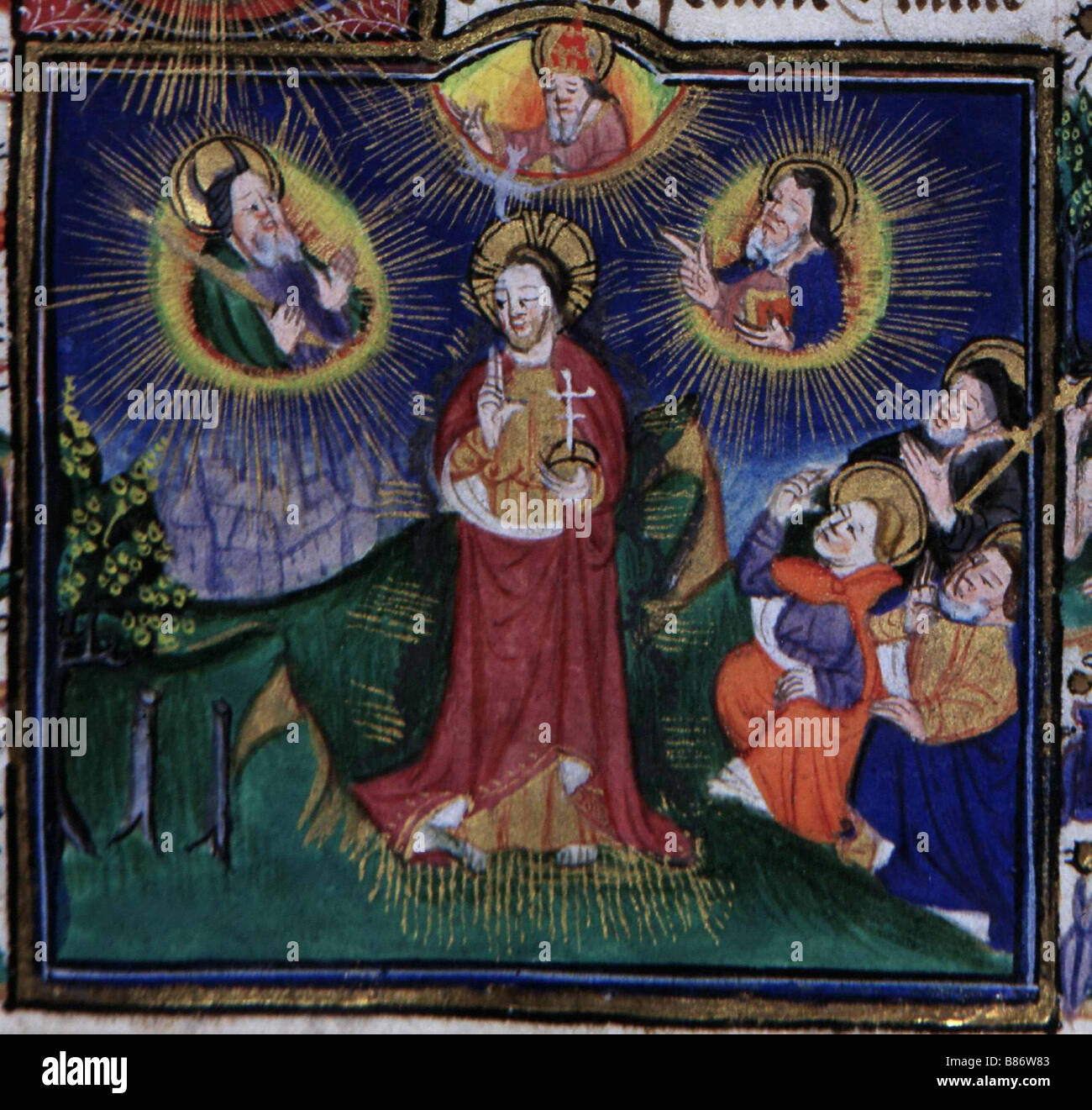 Manuscript of the Hours of Rohan-Montauban : The Trinity Stock Photo ...