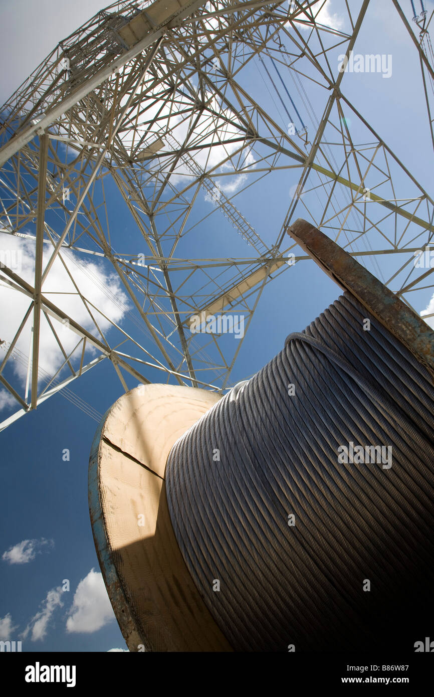 power transmission lines electricity cable spool Stock Photo - Alamy
