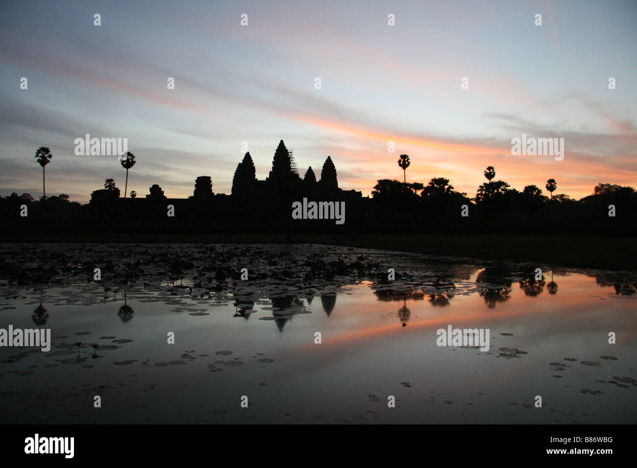 Landscape photograph of Angkor Wat temple in Cambodia at sunrise Stock ...