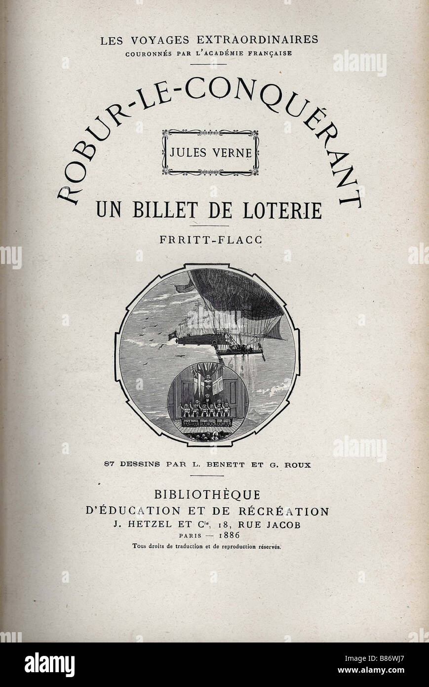 Jules Verne, Flyleaf of 'Robur the Conqueror' Stock Photo - Alamy