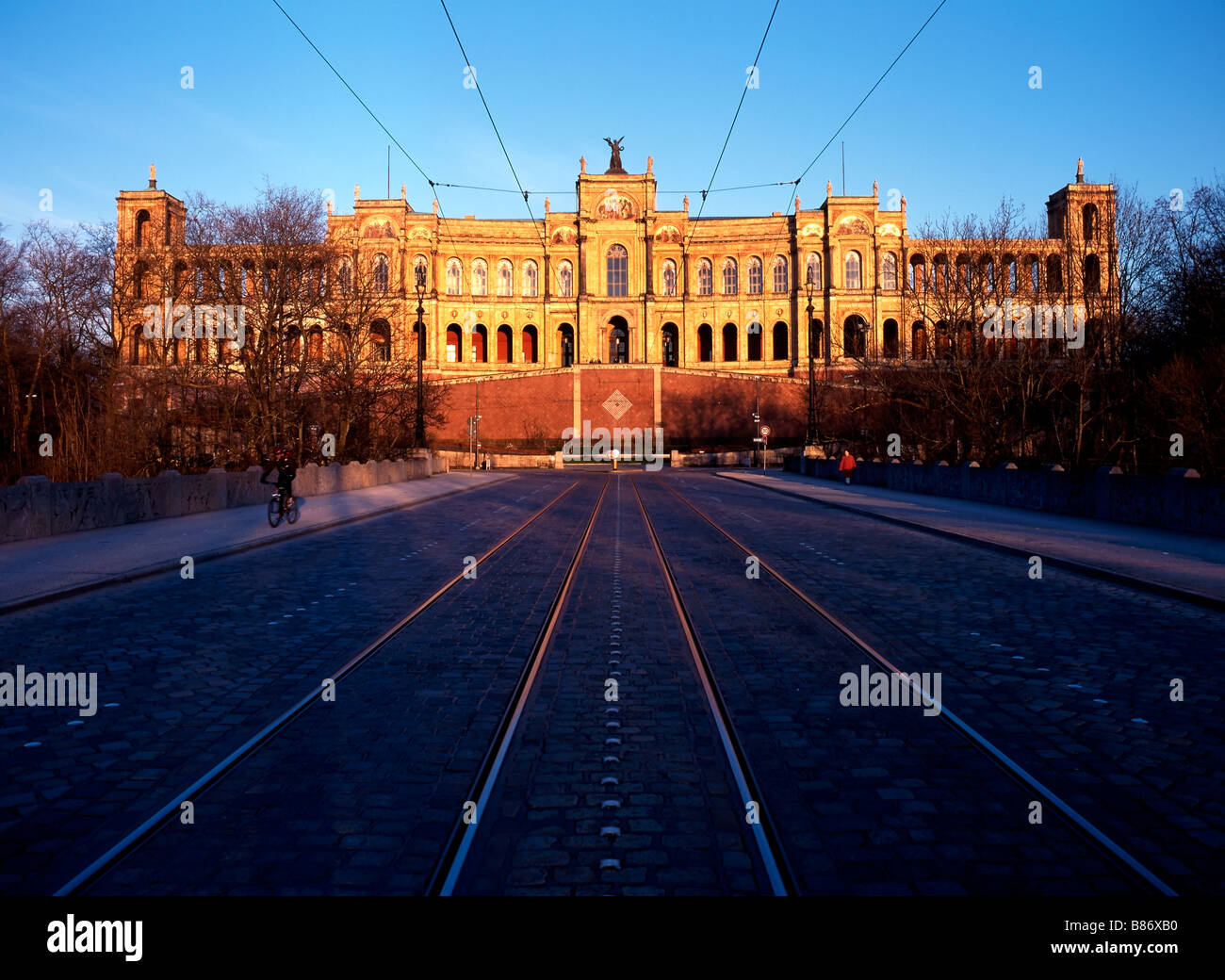 Evening Light on the Maximilianeum Bavarian State Parliament Building ...