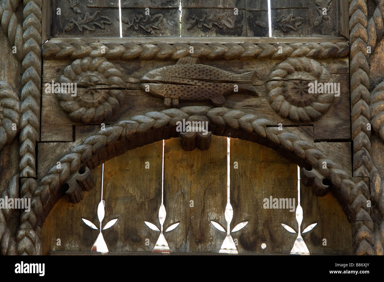Carved wood portal Maramures, Romania Stock Photo - Alamy