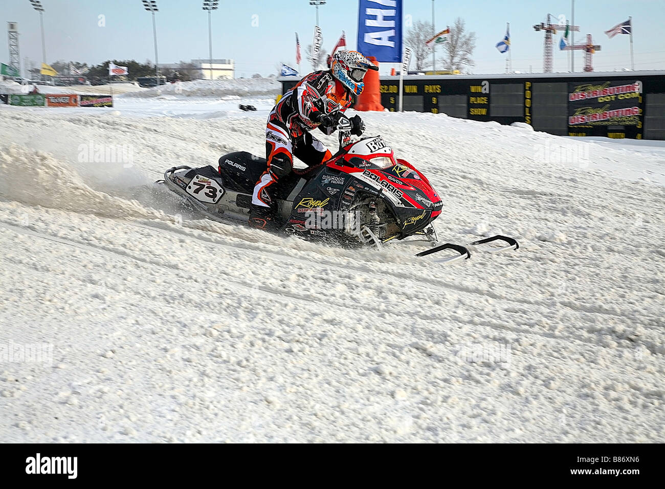 Snowcross race with snowmobile in Ontario,Canada;North America Stock ...