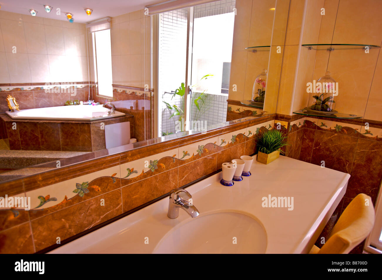 Bathroom reflecting in mirror Stock Photo - Alamy