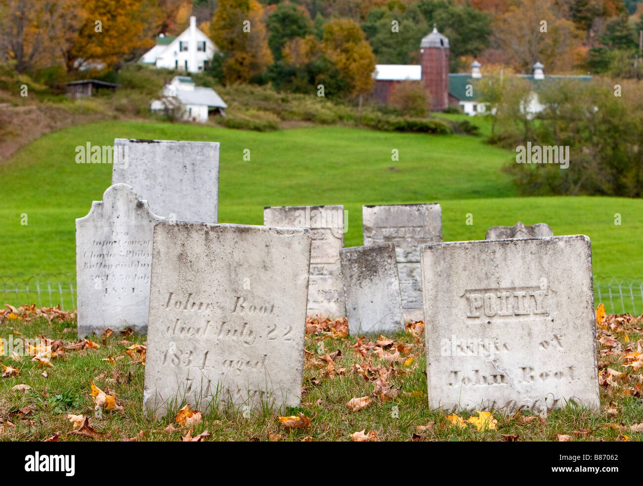 Gravestones in rural Vermont USA October 8 2008 Stock Photo - Alamy