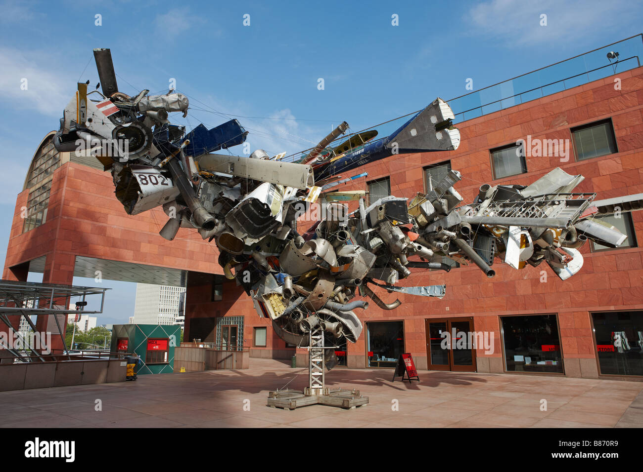 Sculpture made out of scrap airplane parts. Downtown Los Angeles ...