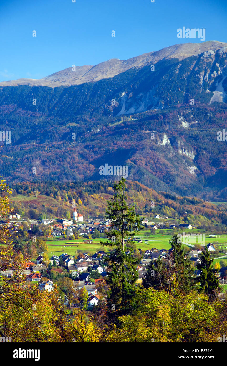 Scenic views of a mountain village from the castle at Bled Slovenia ...