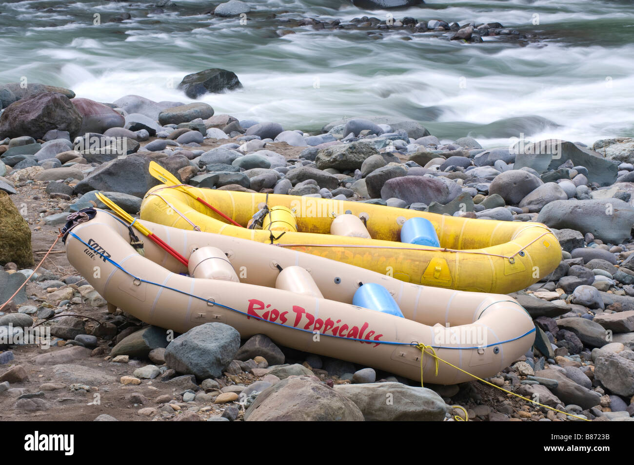 Central America, Costa Rica. rafts along side the beautiful Pacuare ...