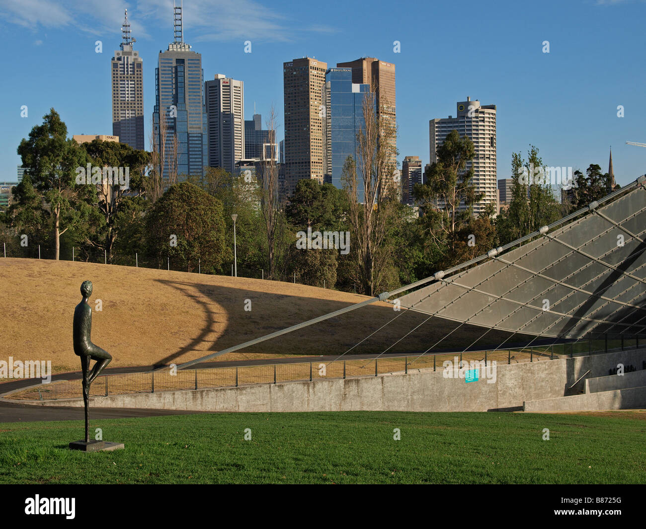 SCULPTURE AND VIEW OF CITY SIDNEY MYER MUSIC BOWL MELBOURNE VICTORIA ...