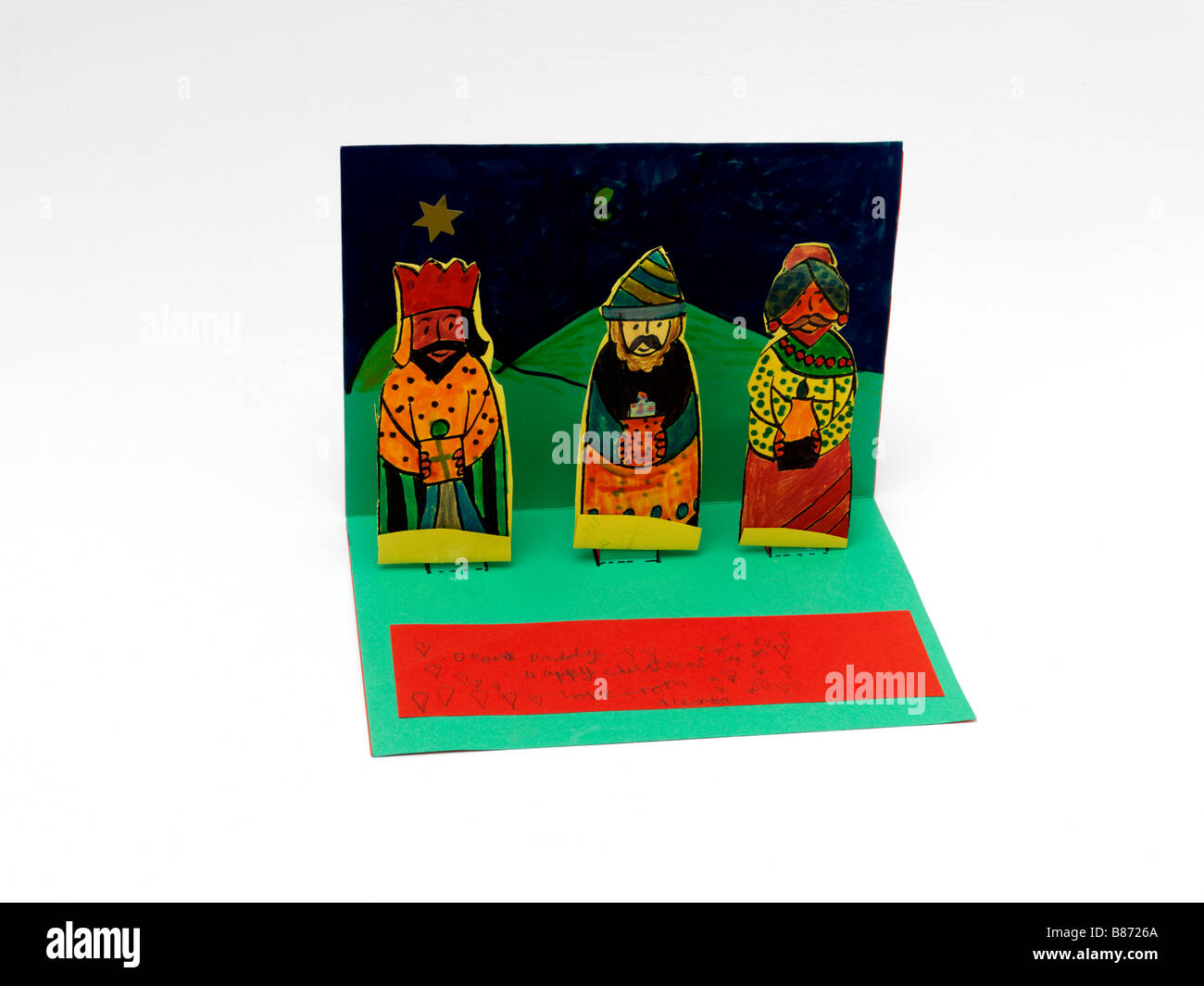 Pop Up Card Layer Mechanism Childs Home made Card Stock Photo - Alamy