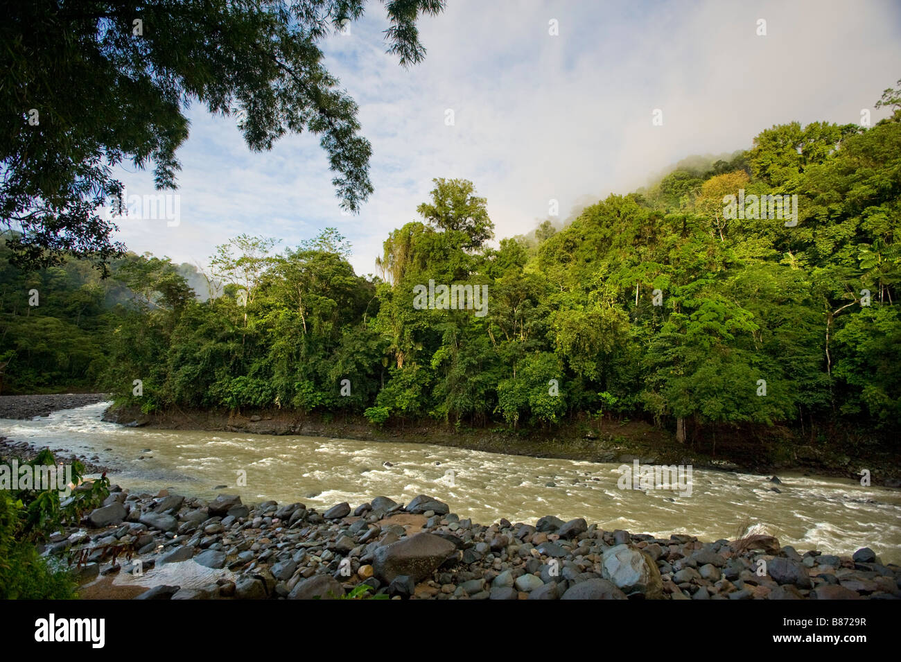 Central America, Costa Rica. The beautiful Pacuare River flows through ...