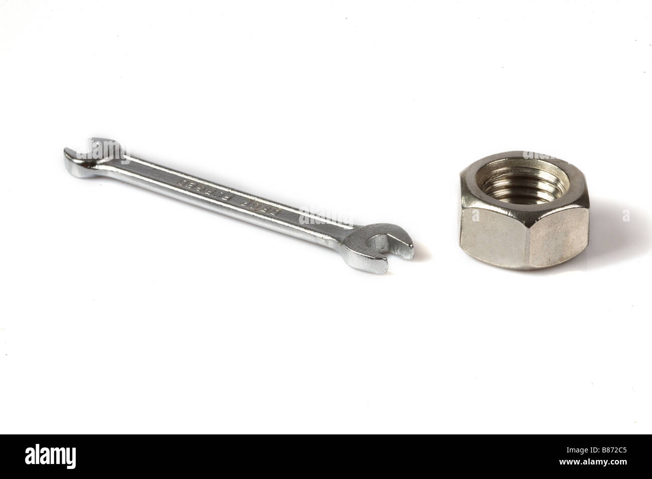 Spanner and nut Stock Photo - Alamy