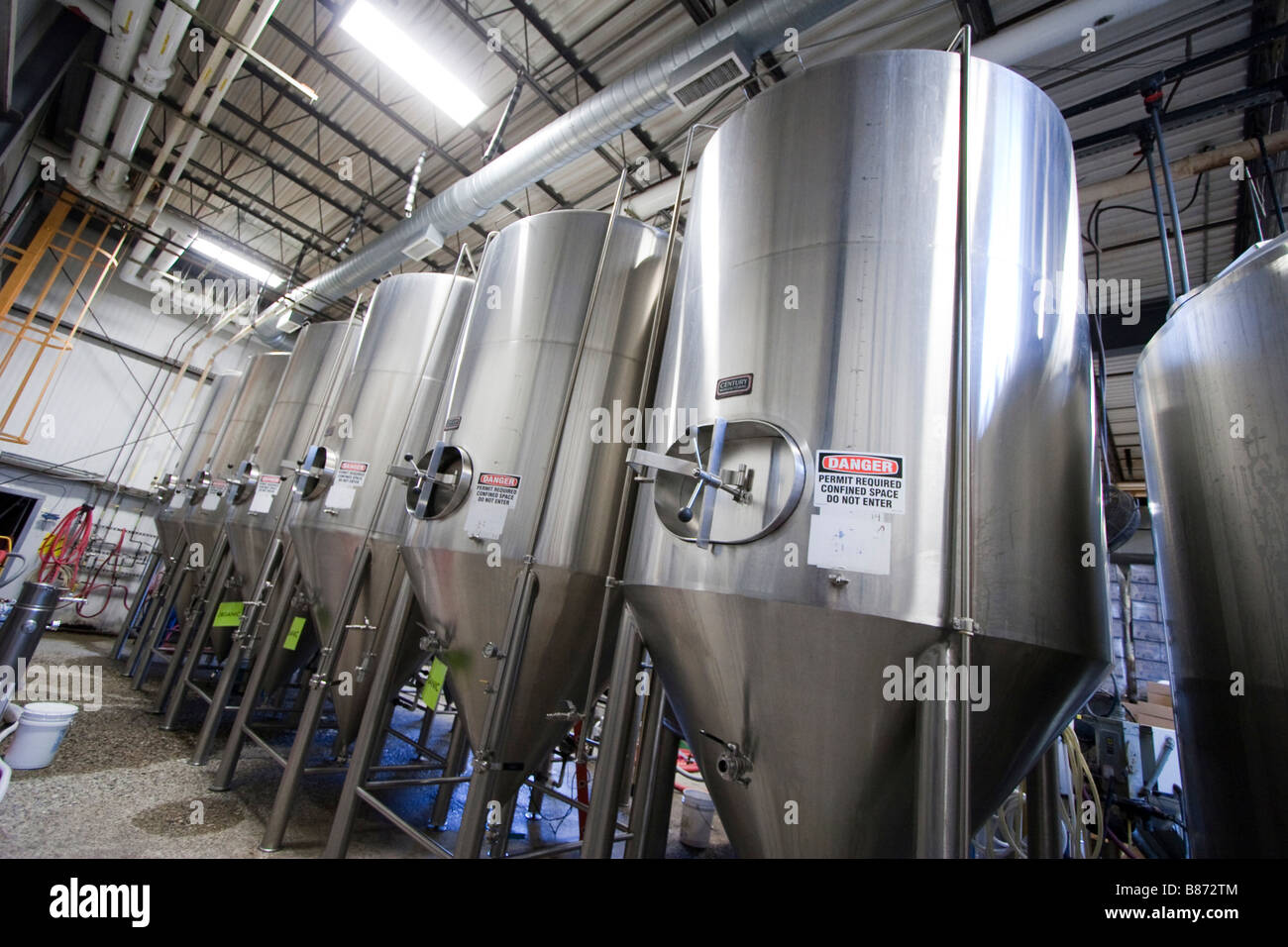 Fermenting tanks at Otter Creek Brewery in Middlebury Vermont October 9 ...